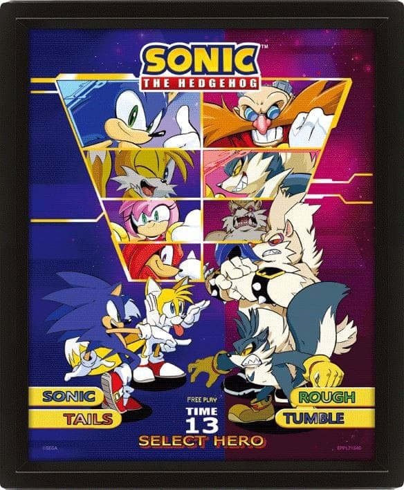 Sonic The Hedgehog 3D linseformet indrammet plakat Vælg din fighter 26 ...