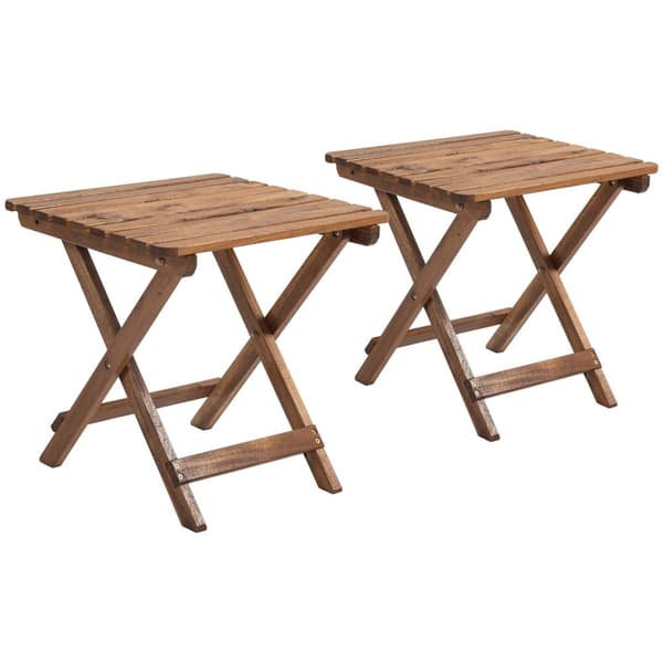 Udendørs Sidebord Sæt Med 2 Foldebord Træ Have Balkon Teak 45X45X45Cm ...
