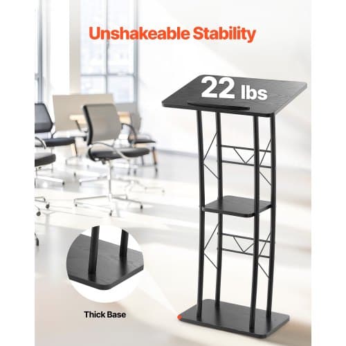 Podium Stand, 59.5x40x118 cm, Black, Metal | CDON