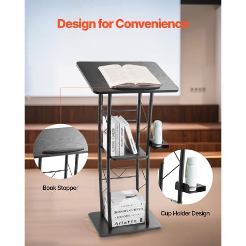 Podium Stand, 59.5x40x118 cm, Black, Metal | CDON