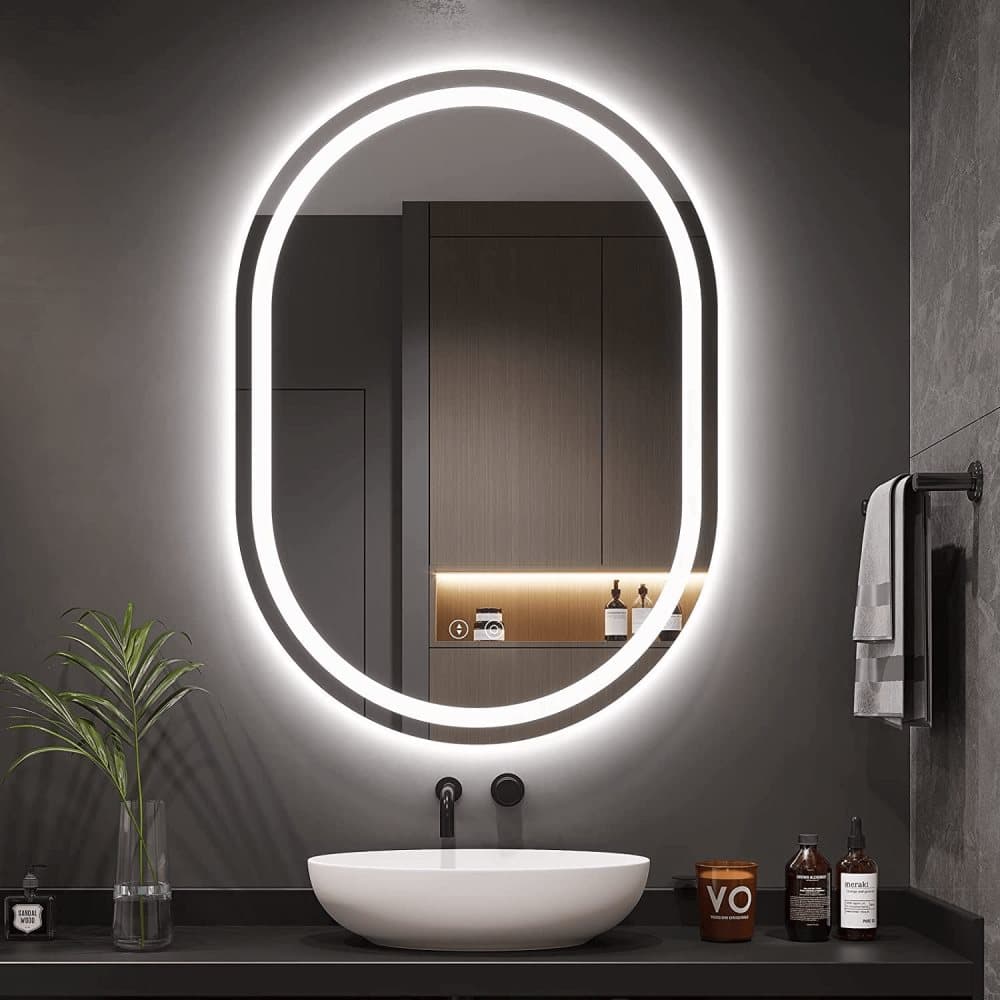 【Kuban Speglar】 Badrumsspegel oval med LED-belysning, spegel med lampor ...