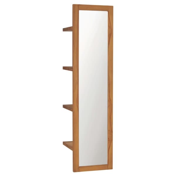 Väggspegel med hyllor 30x30x120 cm massiv teak | CDON