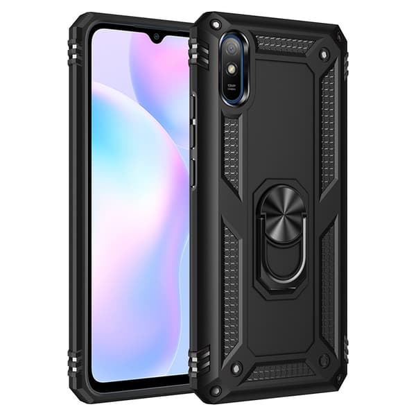 Xiaomi Redmi 9A - Armor Ring Skal - Svart | CDON