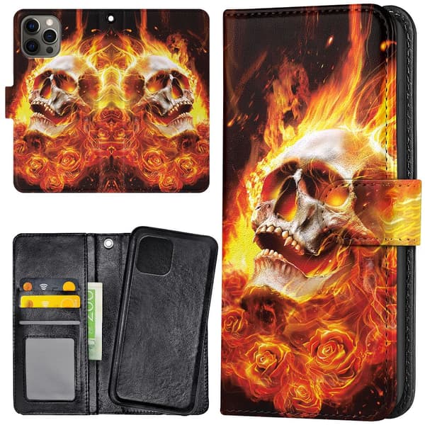 iPhone 15 Pro - Lommebok Deksel Burning Skull | CDON