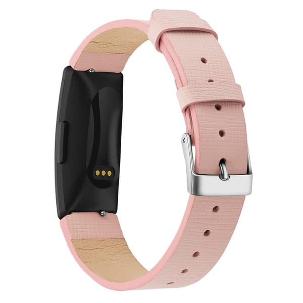 Fitbit Inspire / Inspire HR firkantet mønster klokkerem i ekte skinn - Rosa / Størrelse: L | CDON