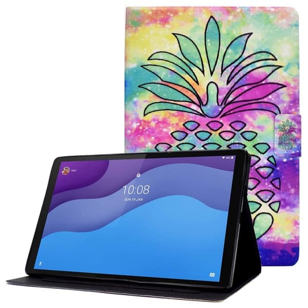 Lenovo Tab M10 (Gen 3) læderetui med cool mønster - Farverig Ananas | CDON