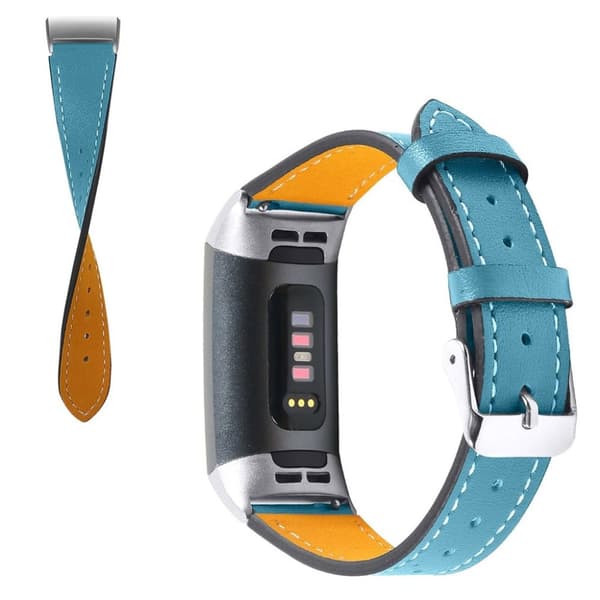Fitbit Charge 4 / 3 genuine leather watch band - Blue | CDON