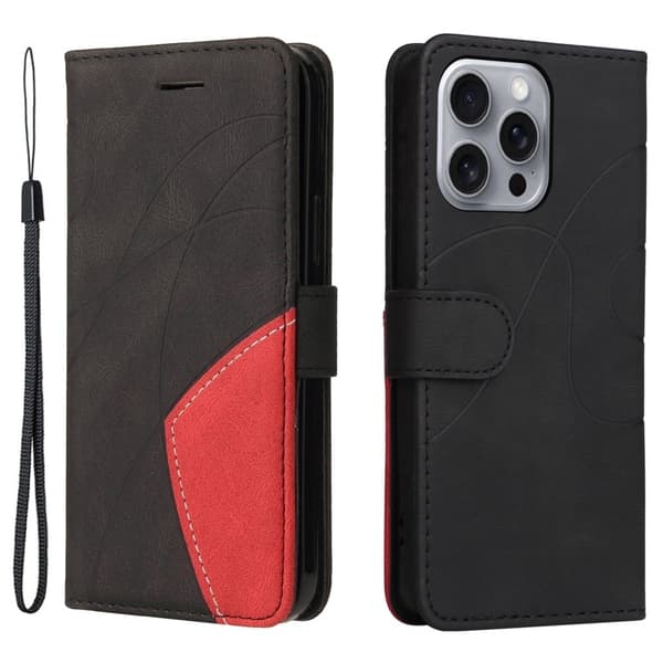 Tekstureret iPhone 16 Pro Max læderetui med rem - Sort | CDON