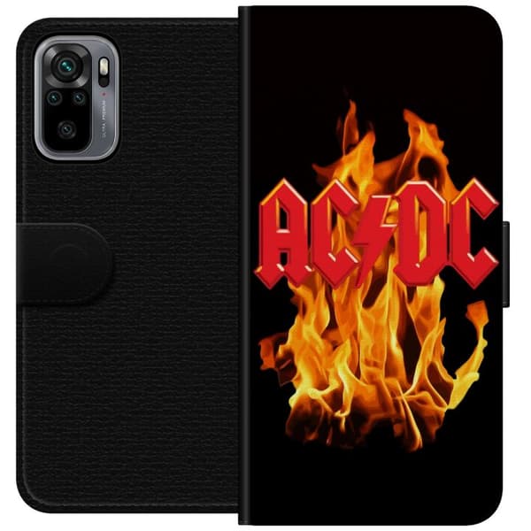 Xiaomi Redmi Note 10S Plånboksfodral ACDC Flames Rock Musik Band Gitarr ...