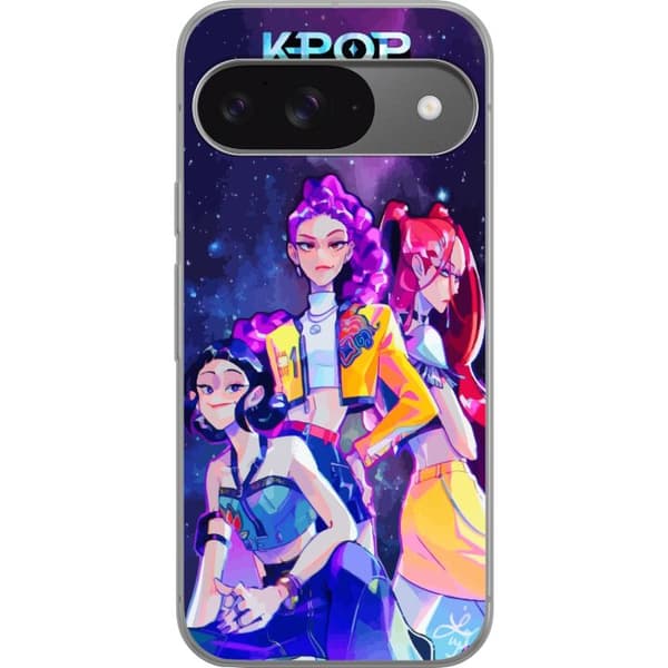 Google Pixel 9 Pro Gjennomsiktig deksel Kpop Demon Hunters Idol Trio Cosmic Space Energy Neon ...