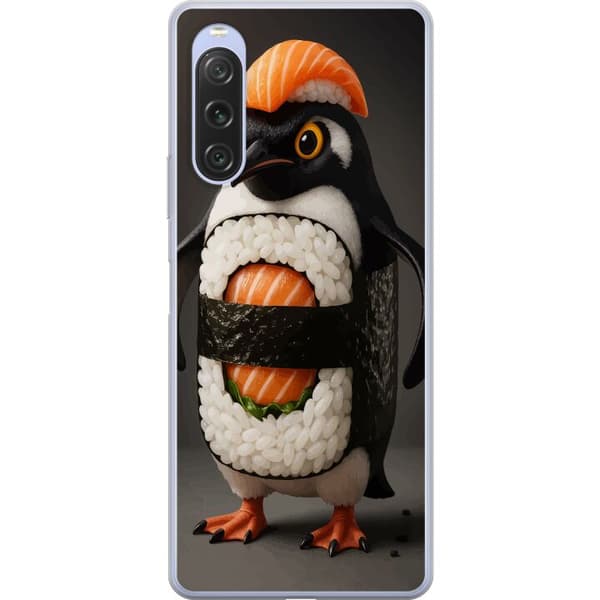 Sony Xperia 10 V Gjennomsiktig deksel Sushi pingvin design - Kreativt kawaii motiv med laks, ris ...