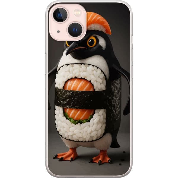 Apple iPhone 13 mini Genomskinligt Skal Sushi pingvin design - Kreativt kawaii motiv med lax ...