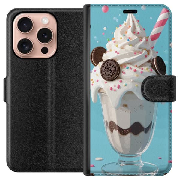 Apple iPhone 16 Pro Plånboksfodral Milkshake dessert affisch glas glass ...