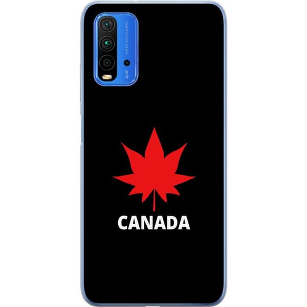 Xiaomi Redmi Note 9 4G Genomskinligt Skal Kanada lönnlöv röd symbol på ...