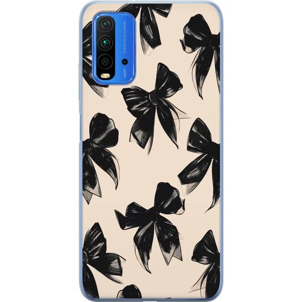 Xiaomi Redmi Note 9 4G Gjennomsiktig deksel Svarte sløyfer på beige ...