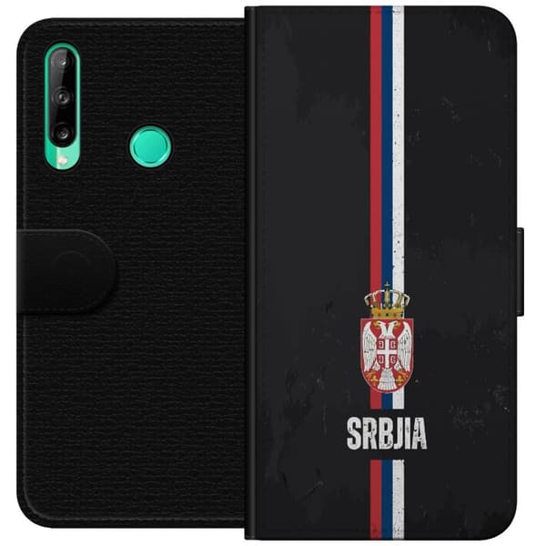 Huawei P40 lite E Lompakkokotelo Serbian lippu, jossa on kaksoispäinen ...