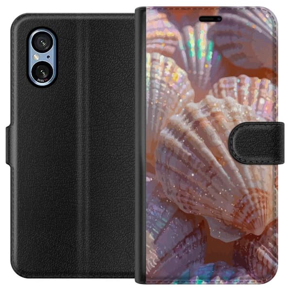 Sony Xperia 10 VI Plånboksfodral Snäckskal glittrande design i pastell ...