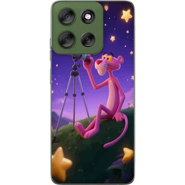 Motorola Moto G56 Gennemsigtig cover Pink Panther Stars med den ...