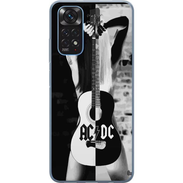 Xiaomi Redmi Note 11 Gennemsigtig cover Rock ACDC Guitar Pige i sort og ...