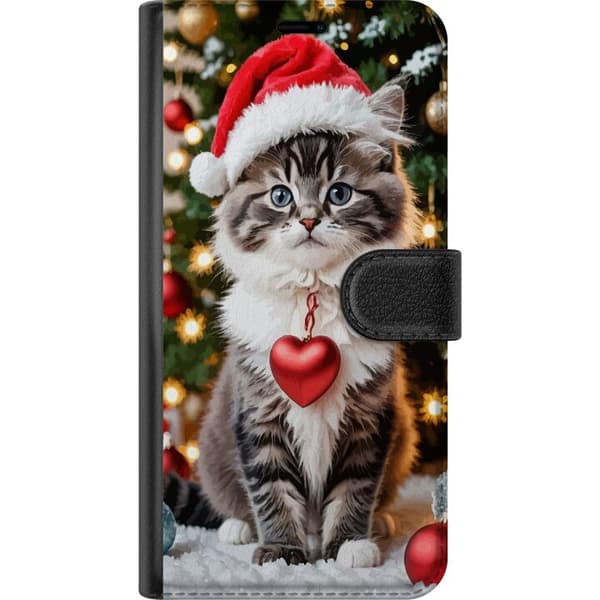 OnePlus Nord 2T Lompakkokotelo Joulukuusi kissanpennulla ja sydämellä ...