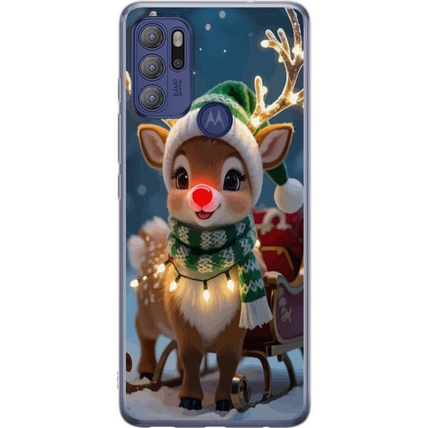 Motorola Moto G60S Genomskinligt Skal Julig ren med lysande horn, röd ...