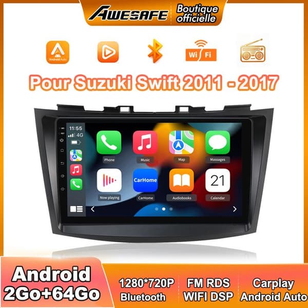 AWESAFE Autoradio Android 13 för Suzuki Swift (2011-2017) 2Go+64Go med ...