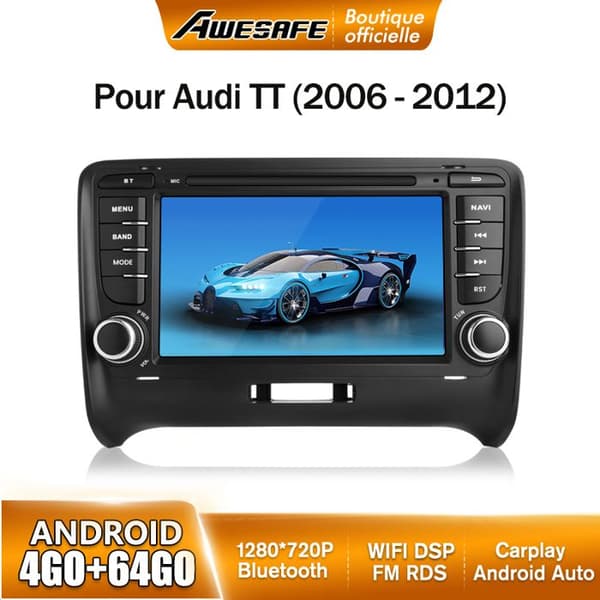 AWESAFE 4G Autoradio Android 13 för Audi TT MK2 8J (2006-2012) 4Go+64Go ...