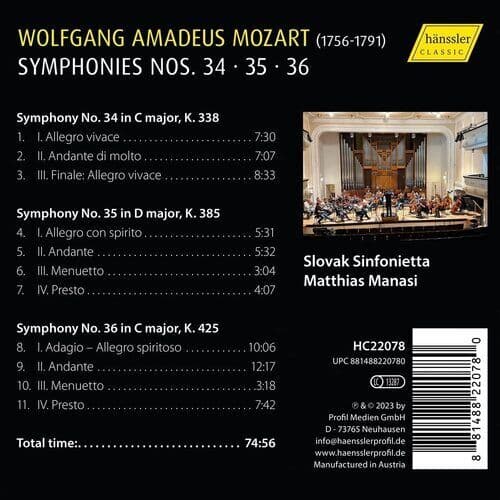 Wolfgang Amadeus Mozart : Wolfgang Amadeus Mozart: Symphonies Nos. 34/35/36 CD | CDON