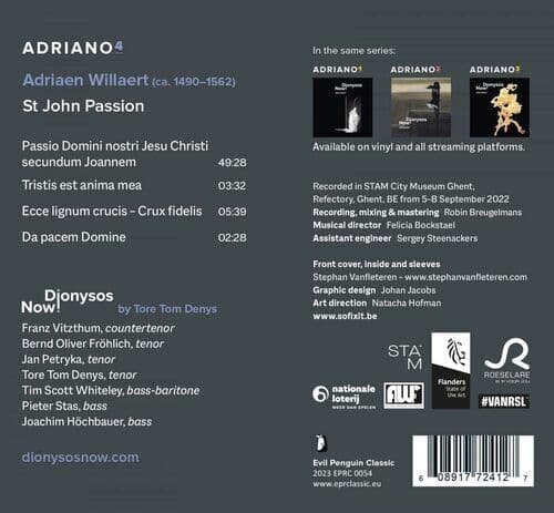 Adrian Willaert : Dionysos Now!: Adriano 4 CD (2023) | CDON