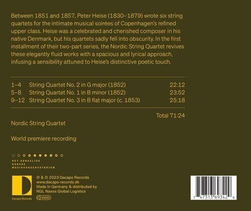 Peter Heise : Peter Heise: String Quartets - Volume 1 CD (2023) | CDON