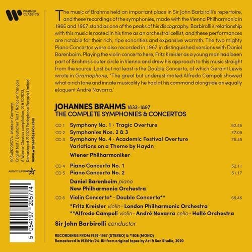 Johannes Brahms : Brahms: Symphonies/Concertos/Overtures/Haydn Variations CD | CDON