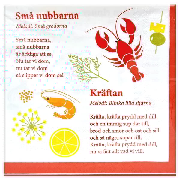 Servetter 33x33 cm - Kräftskiva med Snapsvisor | CDON