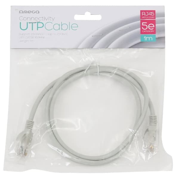 Omega LAN Cable / 5e cat / RJ45 / 1m / Grey | CDON