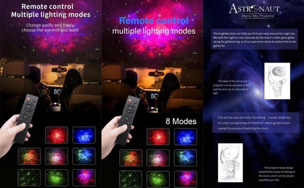 Tik-Tok Astronaut Galaxy Starry Sky Light tähtiprojektori | CDON