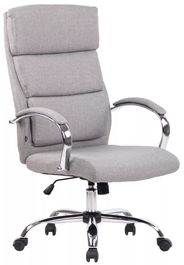 Grey Imitation Leather Office Chair with Chrome-Look Metal Rack ...