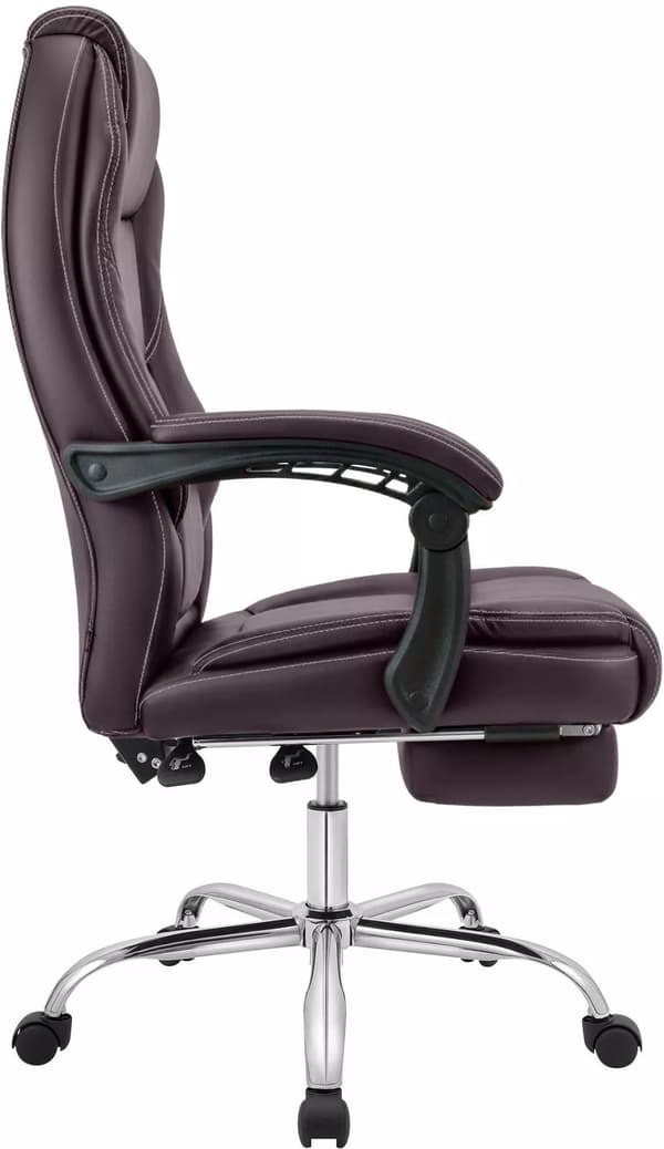 Castle Office Chair - Brown Imitation Leather, Chrome Metal Frame | CDON