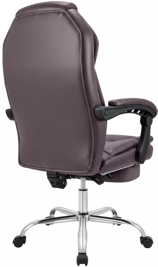 Castle Office Chair - Brown Imitation Leather, Chrome Metal Frame | CDON
