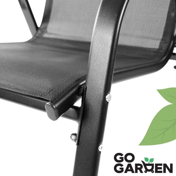 Musta metallinen puutarhatuoli, terassi, parveke, nojatuoli, terassi ...