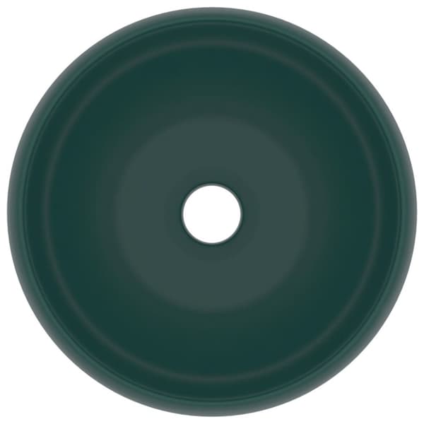 Lyxigt runt handfat matt mörkgrön 40x15 cm keramik | CDON
