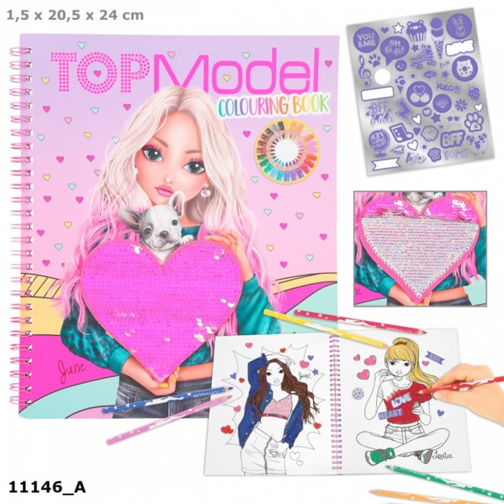Top Model Pyssel bok Colouring book 2020 June Rosa Hjärta | CDON