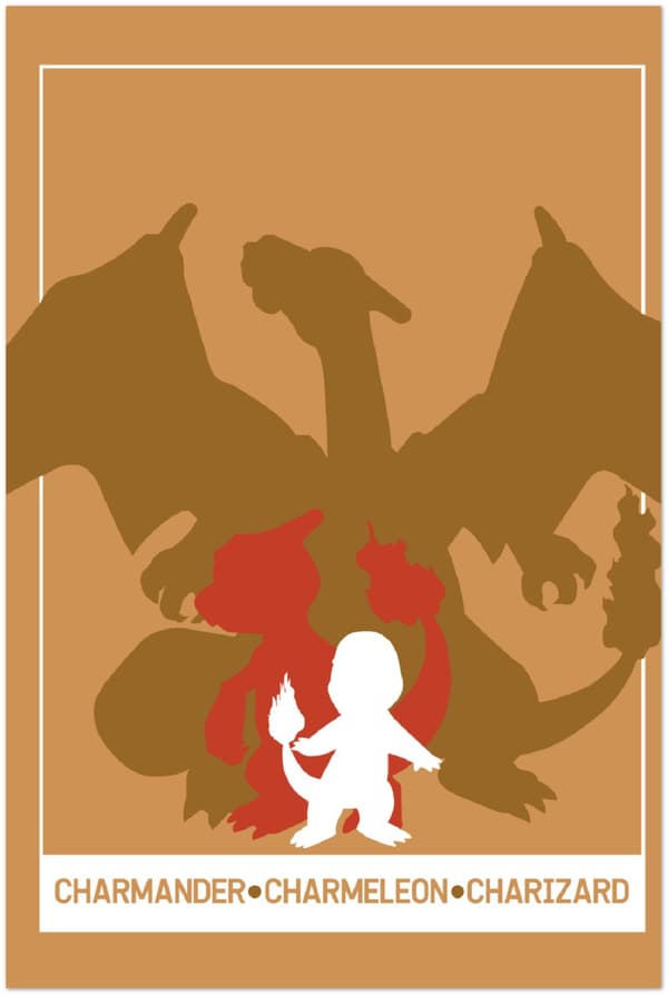 Charmander - Charmeleon - Charizard Poster - 60X90 cm / 24X36? | CDON
