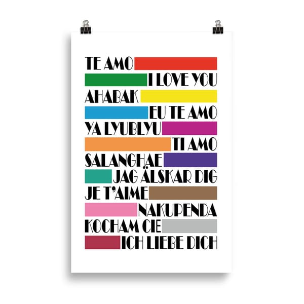I Love you in different languages Poster - 61X91 cm | CDON