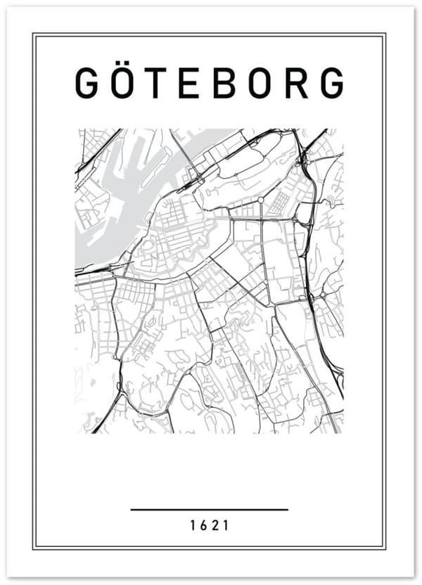 G teborg Karta Poster - 50X70 cm / 20X28? | CDON