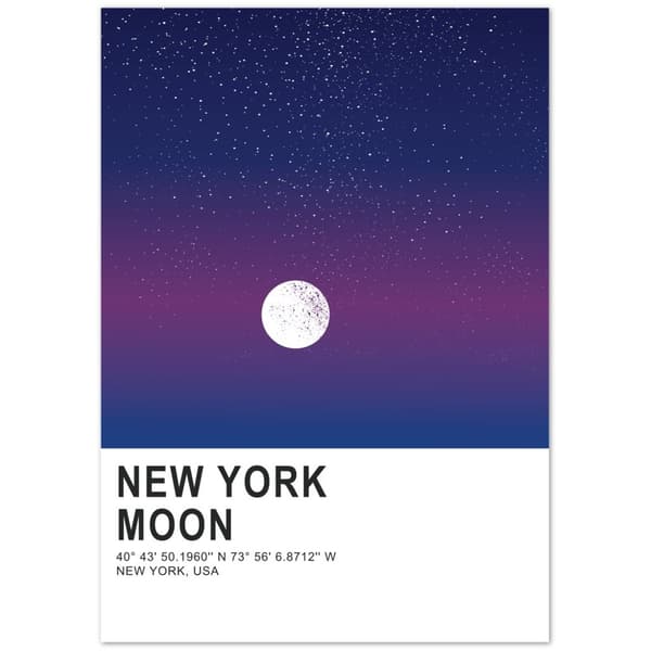 New York Moon Poster - A0 (84.1 X 118.9 cm) | CDON