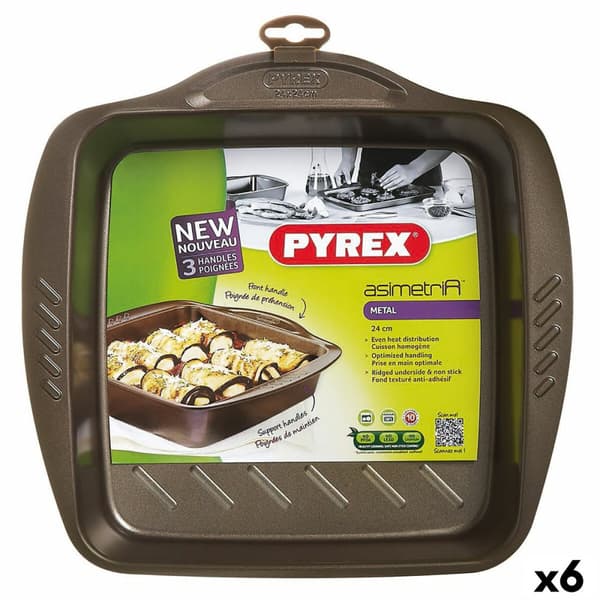 Ugnsform Pyrex Asimetria Fyrkantig Svart Metall 24 x 24 cm (6 antal) | CDON
