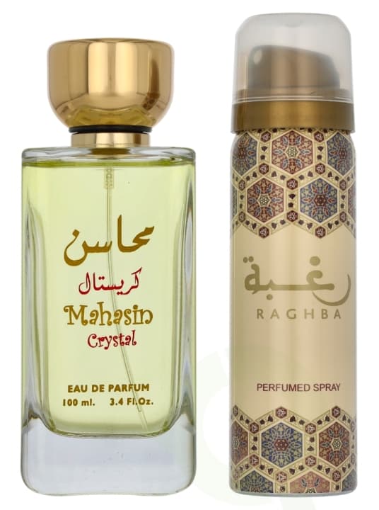 Lattafa Mahasin Crystal Giftset 150 ml Edp Spray 100ml/Deodorant Spray ...