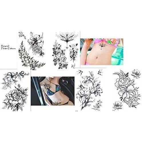 Set Med 5 Ark Med Tillfälliga Tatueringar Designa Rosor Och Blommor Cdon