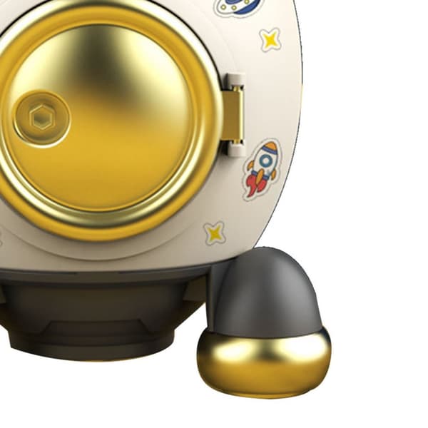 Rymdraket Tecknad Spargris för Barn - Grå och Guld Sparbössa | CDON