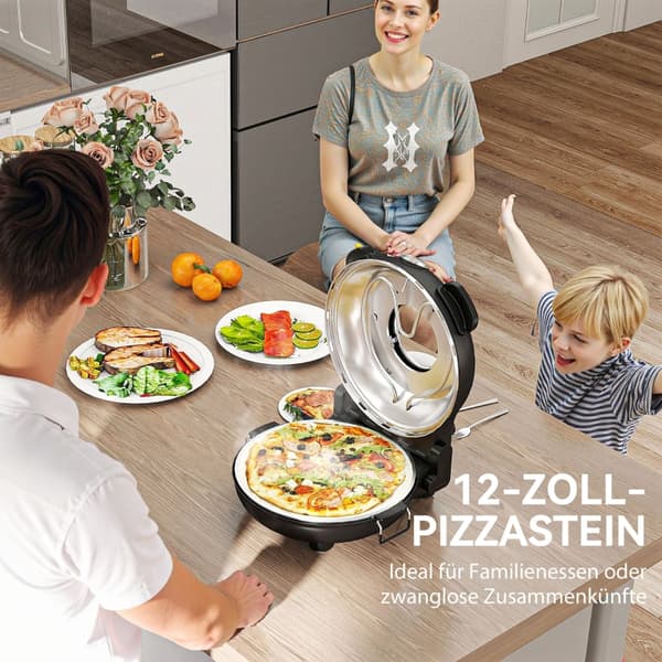 OBOSOE Sähköinen pizzauuni 430°C – 1200W, pizzakone ajastimella, 30cm ...