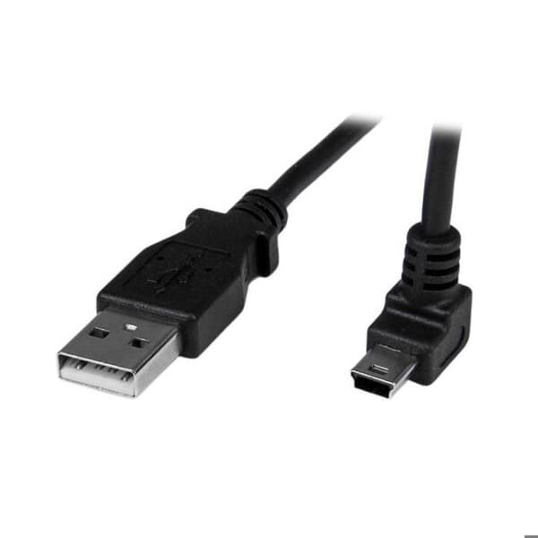 Mini USB-kabel - A till Mini B vinklad 90° uppåt - 1 m - Svart | CDON